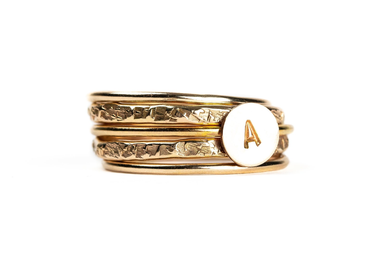Initial Stacking Rings Set of 5 in Gold Silver or Rose Gold - Etsy