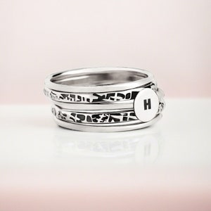 Initial Stacking Rings Set of 5 in Gold, Silver, or Rose Gold ...