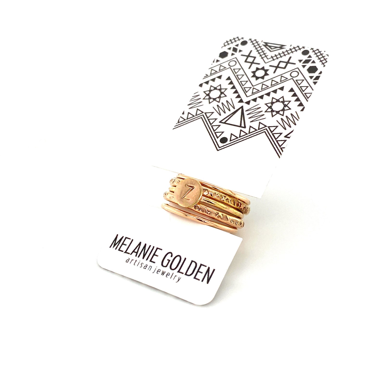 Initial Stacking Rings Set of 5 in Gold Silver or Rose Gold - Etsy