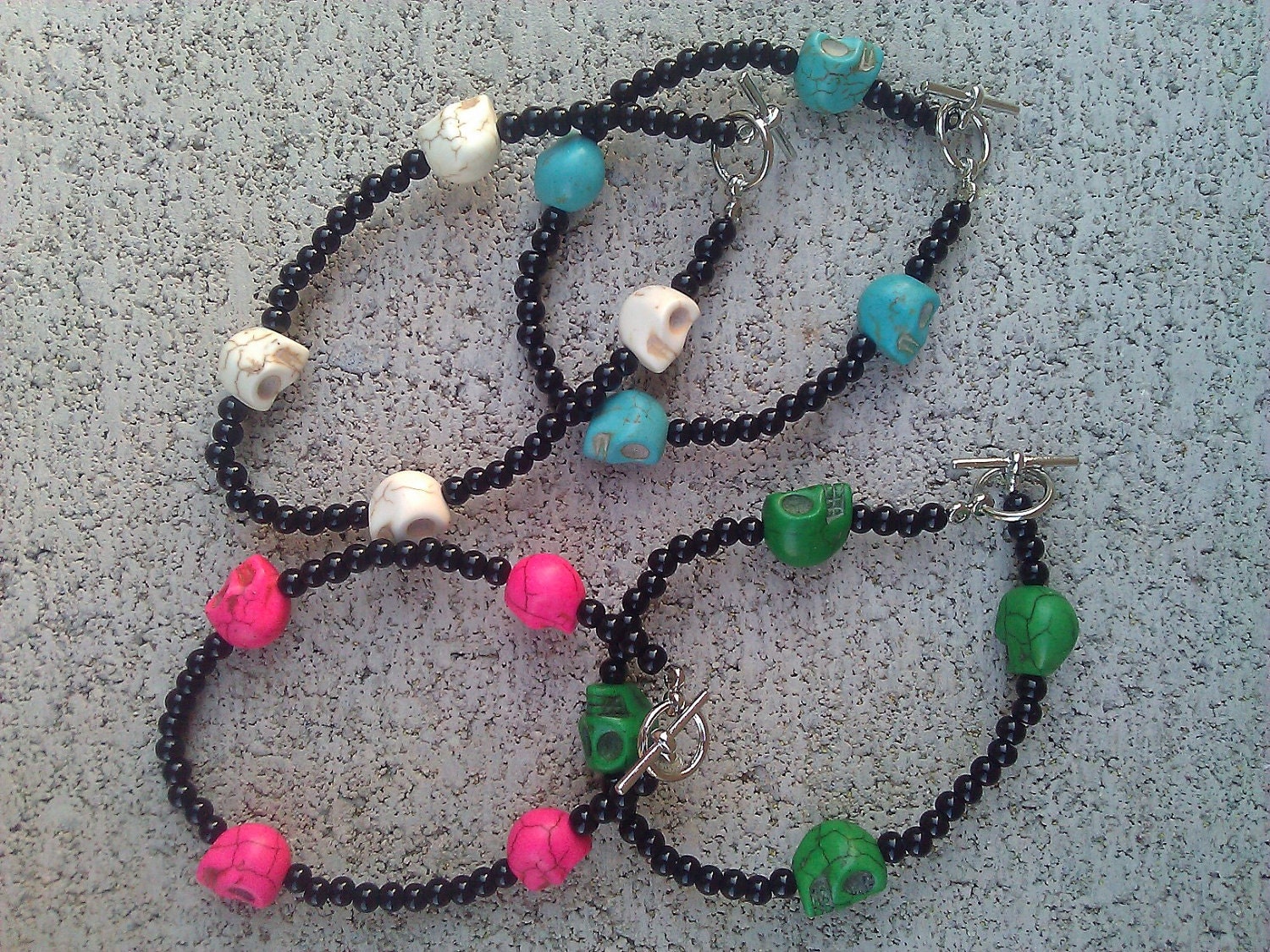 Pink and Black Skull Calavera Bracelet, Day of the Dead, Dia De Los ...