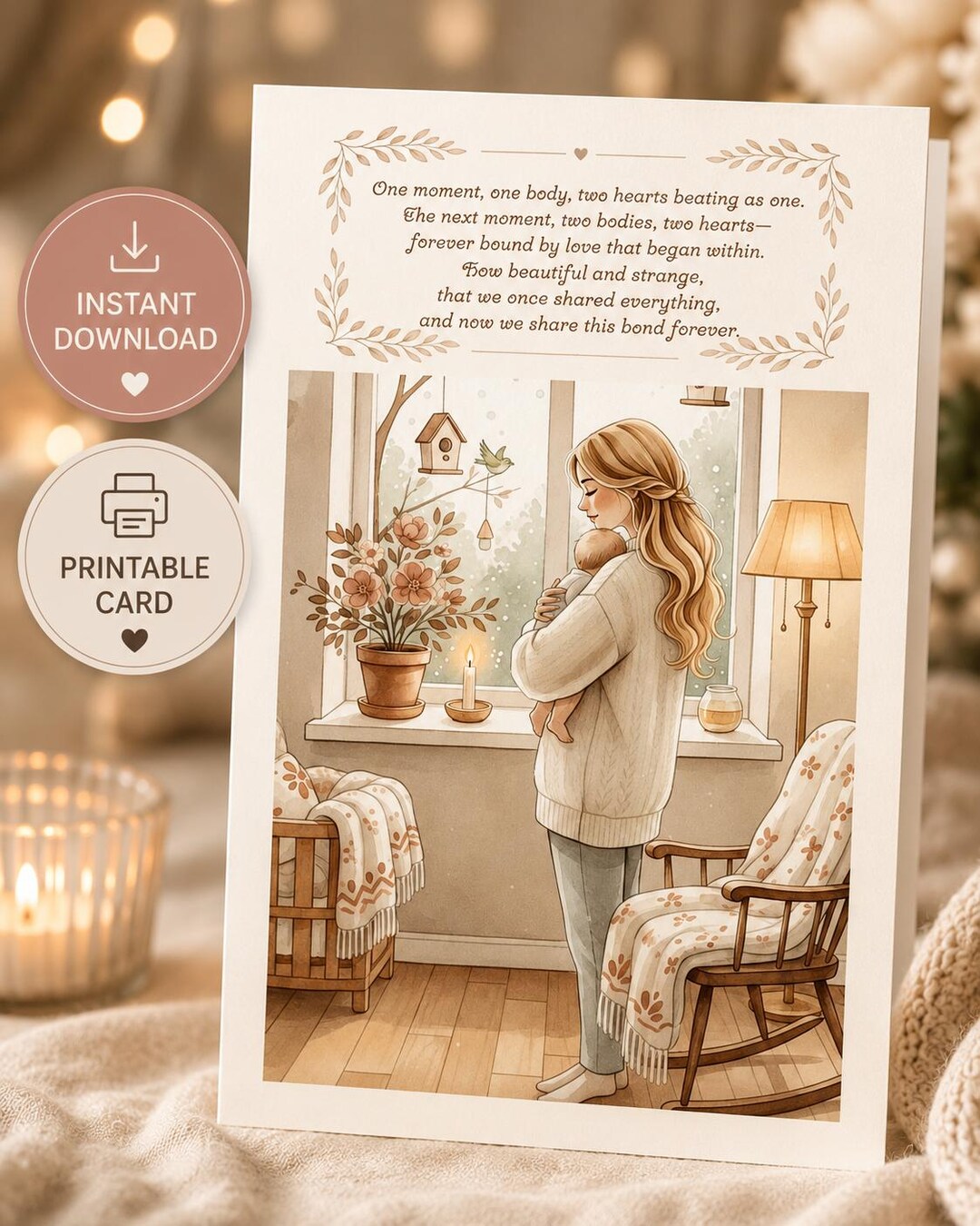 Printable New Mom Card, Emotional Mother and Baby Poem, Instant ...