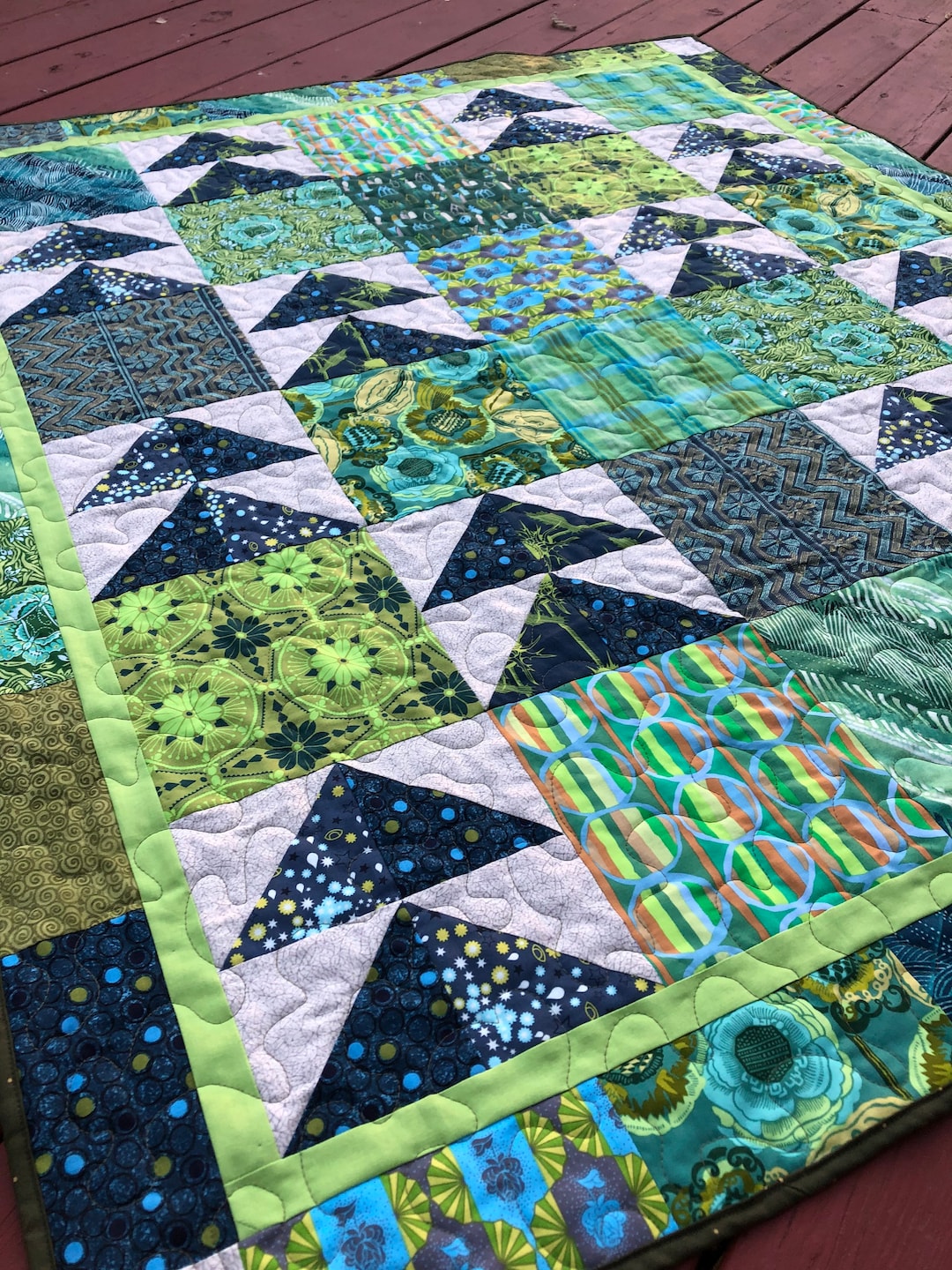 Flying Geese Baby Quilt, Baby Quilt, Modern Baby Quilt, Handmade Quilt ...