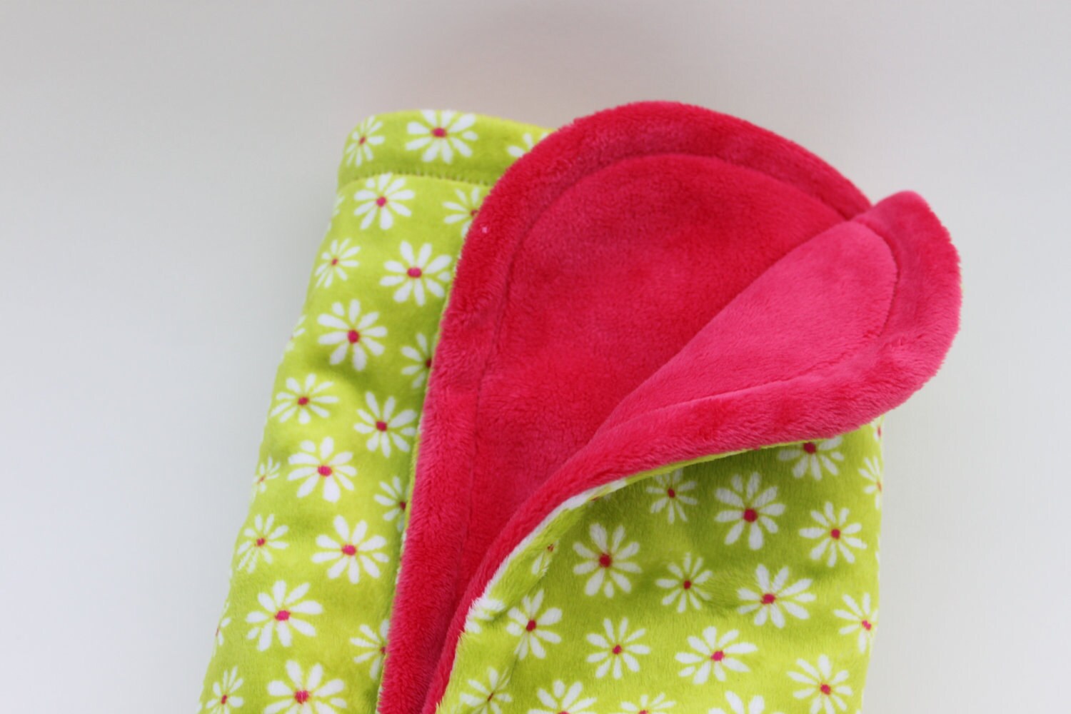 Baby Blanket Minky Girl Flowers Green Pink White Daisy Handmade - Etsy