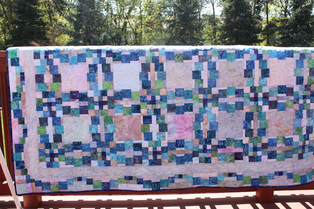 Queen Quilt - Monet's Wedding Ring - Batik Prints - Handmade Quilt- - Etsy