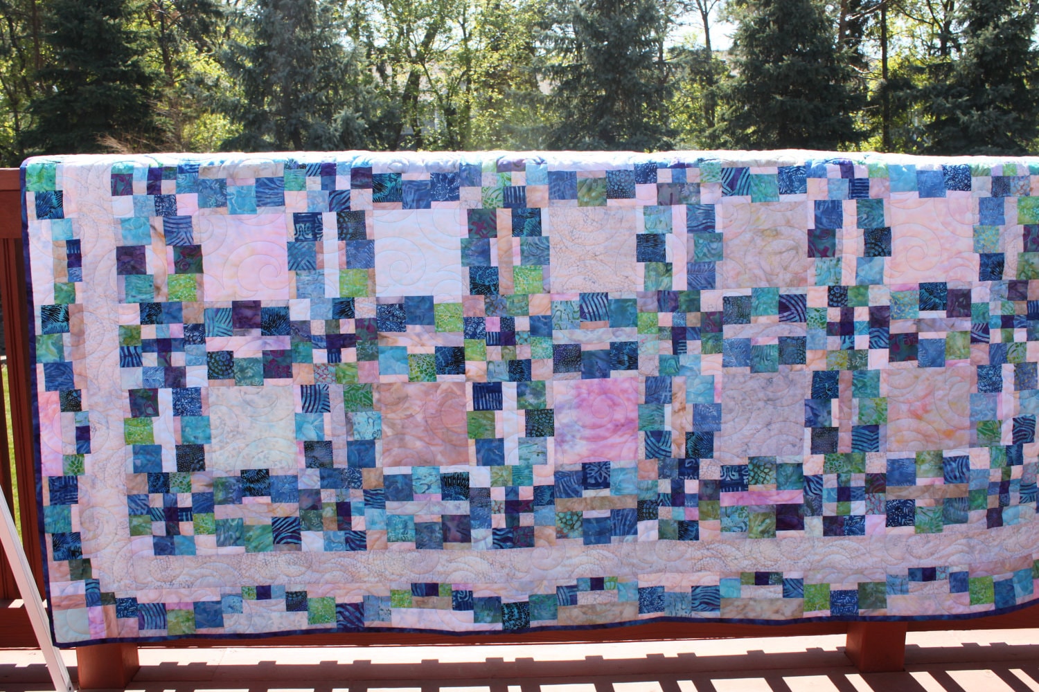 Queen Quilt - Monet's Wedding Ring - Batik Prints - Handmade Quilt- - Etsy