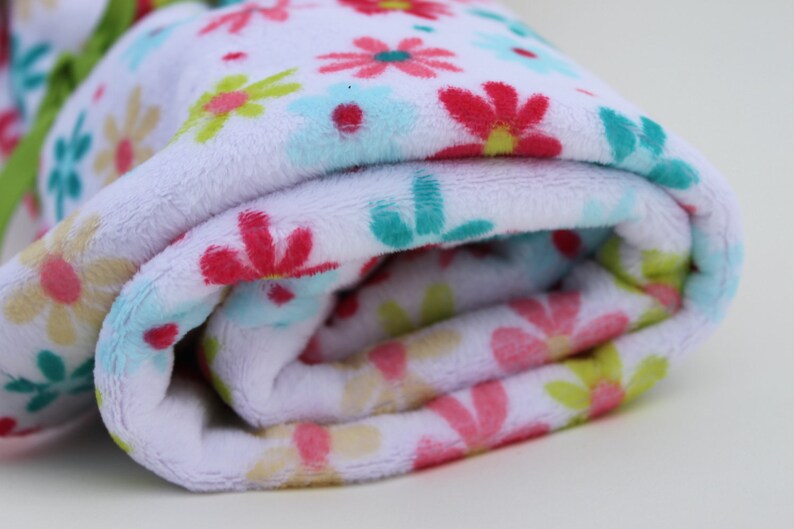 Baby Blanket Minky Girl Flowers Pink Turquoise Green Yellow Handmade - Etsy