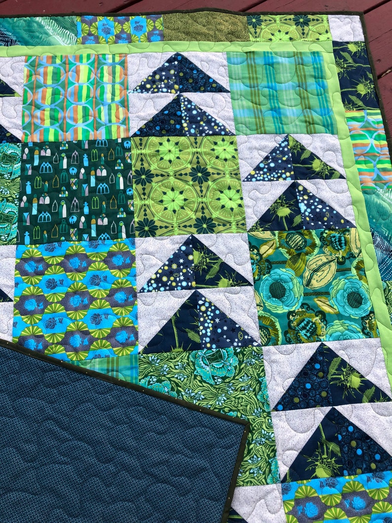 Flying Geese Baby Quilt, Baby Quilt, Modern Baby Quilt, Handmade Quilt ...