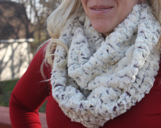 Infinity Scarf Handmade Minky Loop Scarf Brown Cream - Etsy