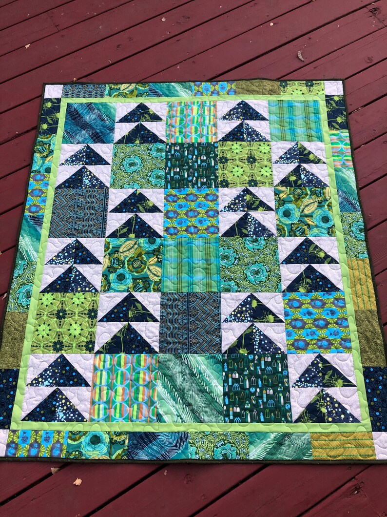 Flying Geese Baby Quilt, Baby Quilt, Modern Baby Quilt, Handmade Quilt ...