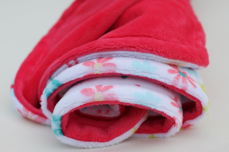 Baby Blanket Minky Girl Flowers Pink Turquoise Green Yellow Handmade - Etsy