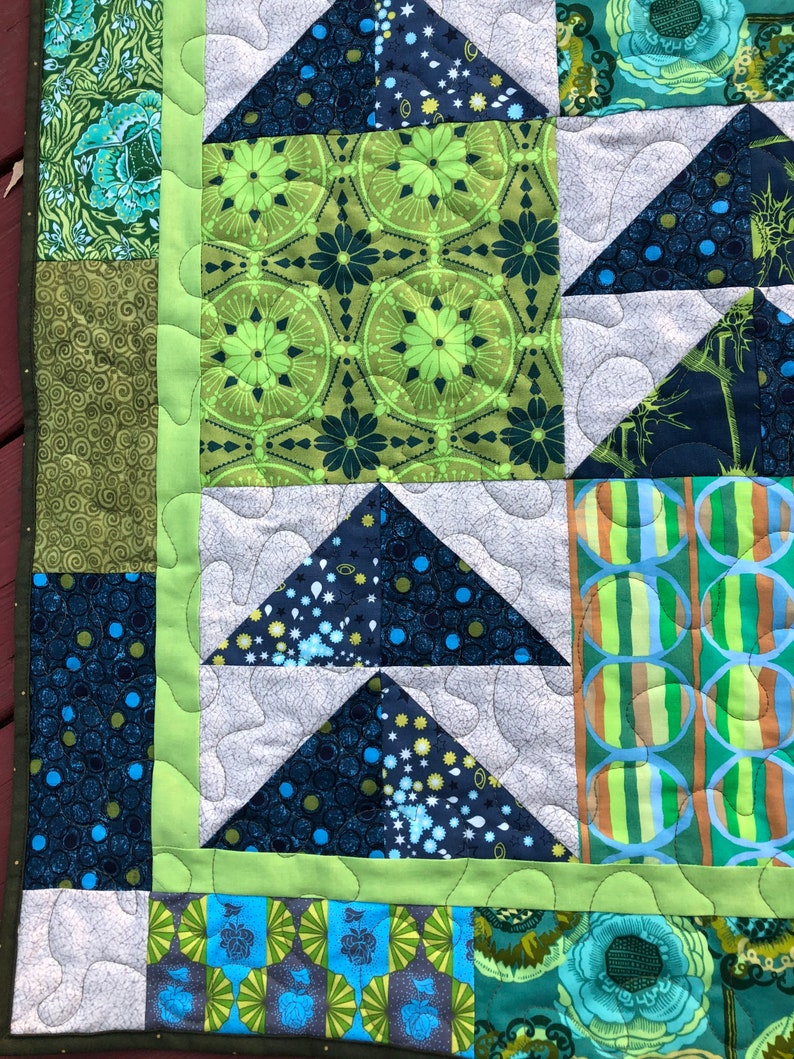 Flying Geese Baby Quilt, Baby Quilt, Modern Baby Quilt, Handmade Quilt ...