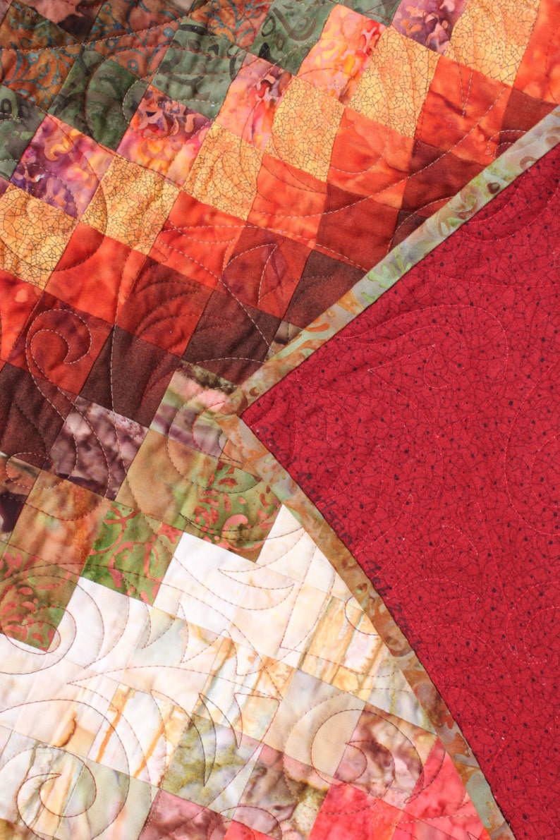 Queen Handmade Quilt "trip Around the World" Earth Tone Batiks ...