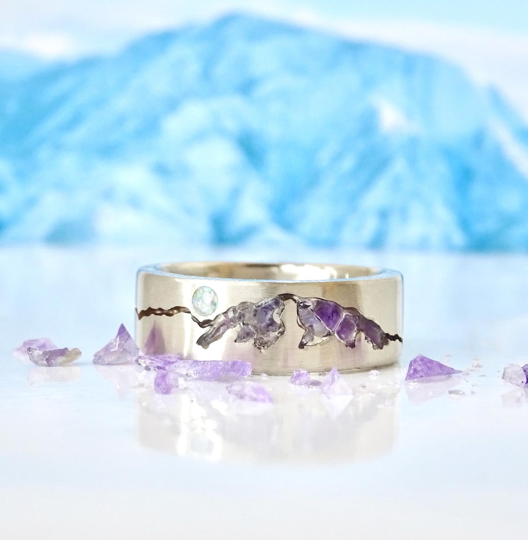 Mt Olympus Mountain Ring | Wasatch Range Wedding Band | Summit Inlay ...
