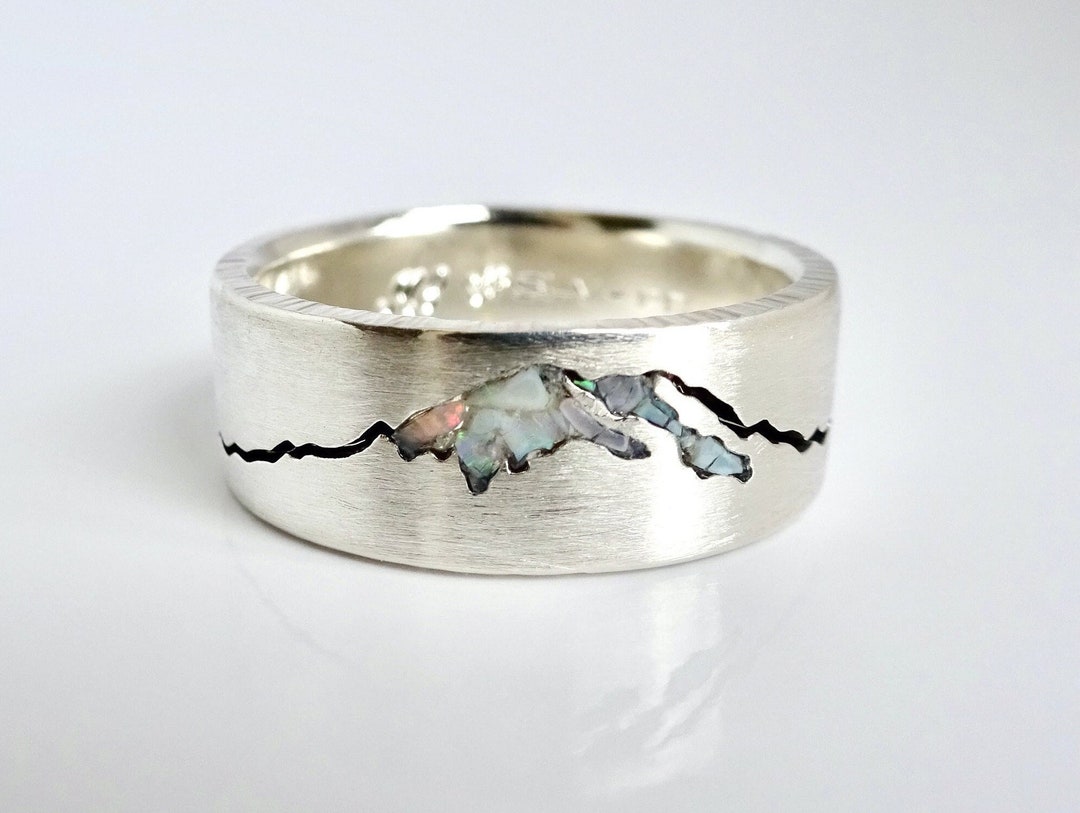 Mount Rainier Summit Ring 8mm Mountain Band Mount Rainier Wedding Ring ...