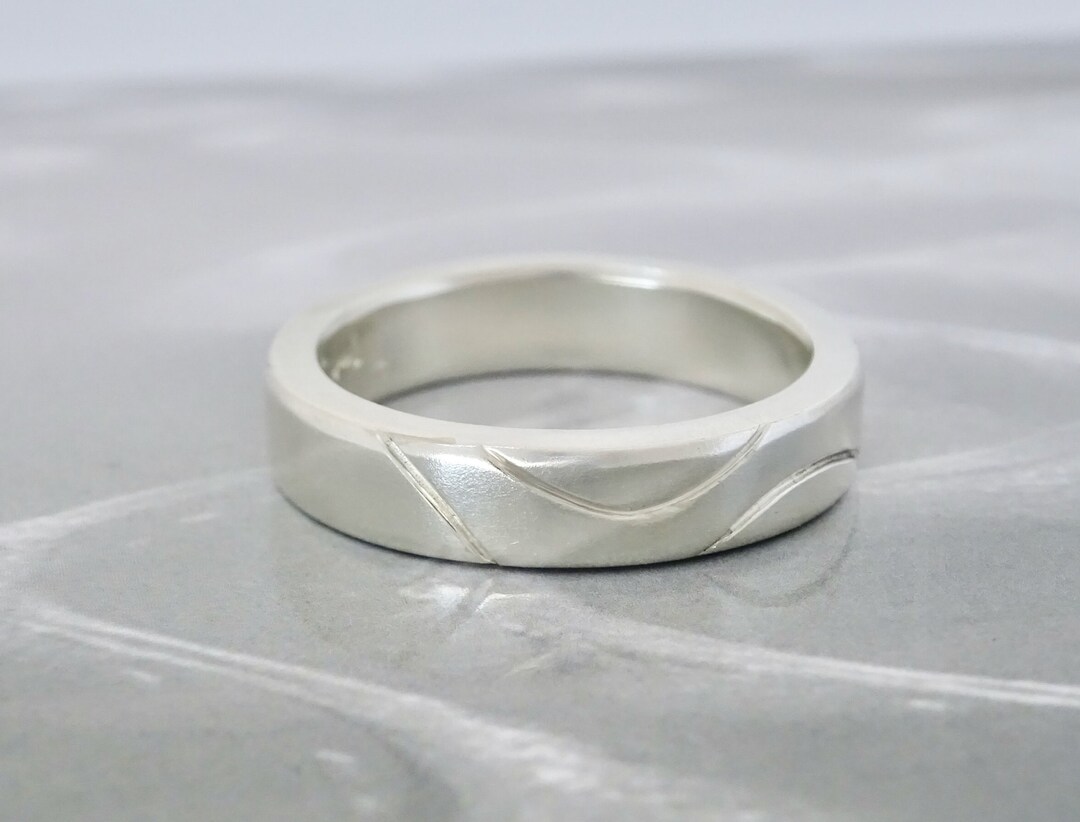 4mm Fresh Tracks Ring Narrow Mountain Ring Silver Women's Silver Ring ...