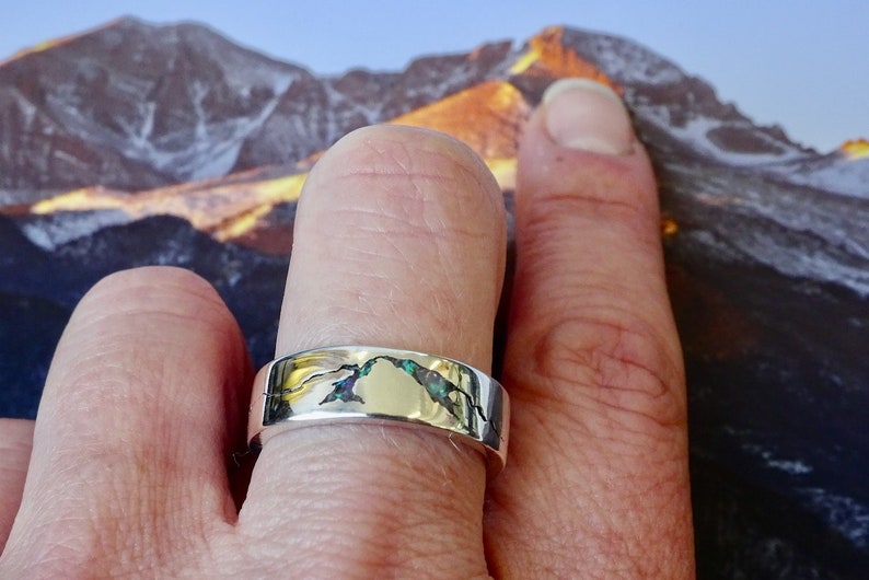 Longs Peak Mountain Ring | Summit Inlay Rings | Rocky Mountains Wedding ...