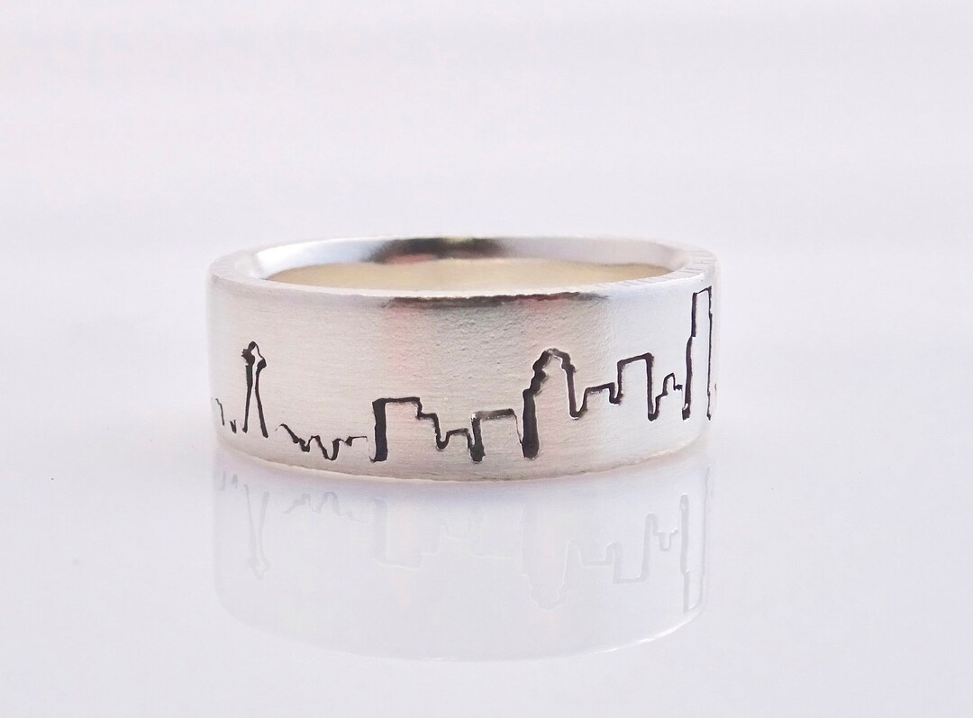 Seattle Cityscape Ring | Custom Skyline Wedding Band | Custom City ...
