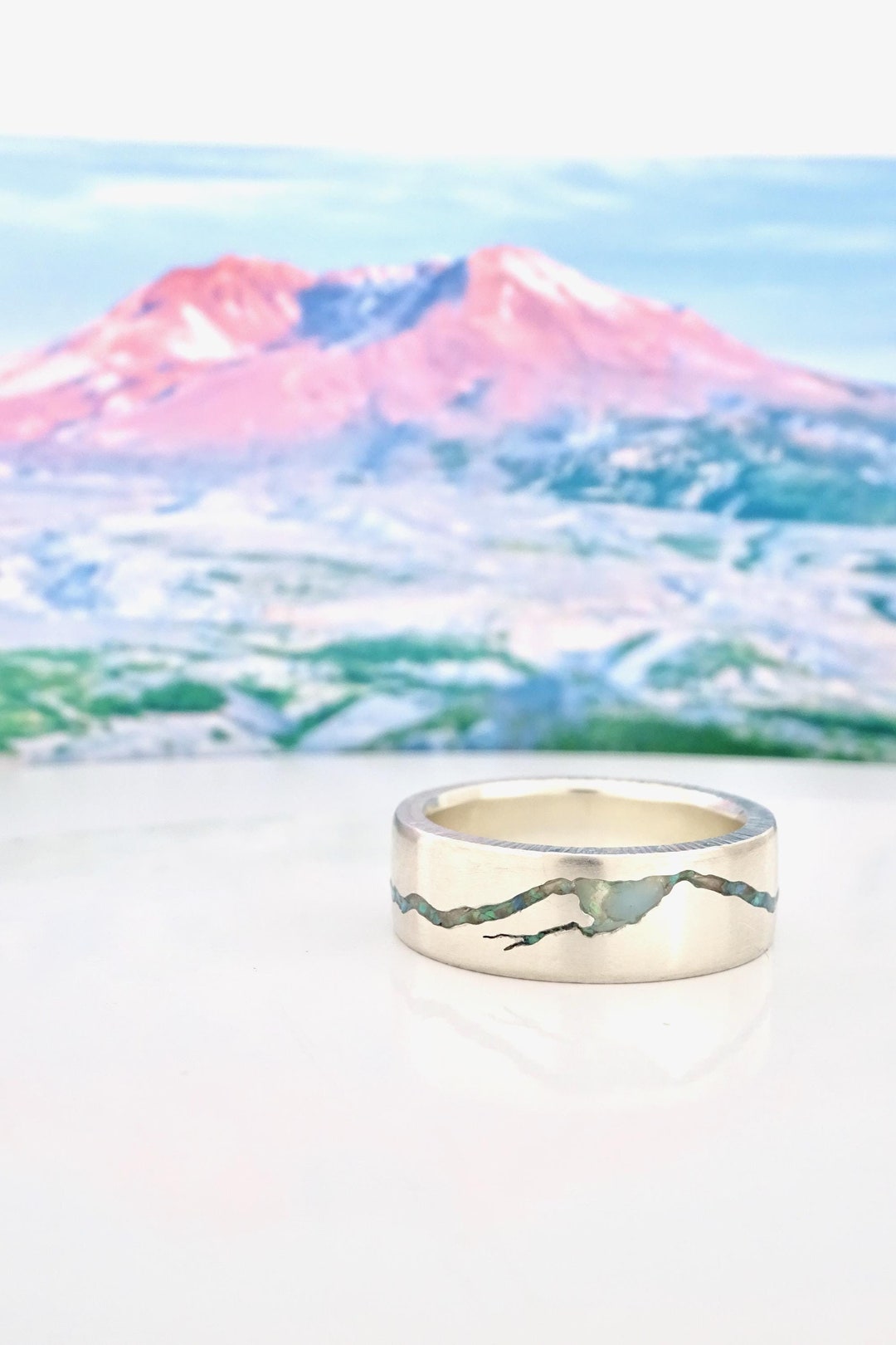 Mount Saint Helens Gemstone Inlay Summit Ring | Mt St Helens Ring ...