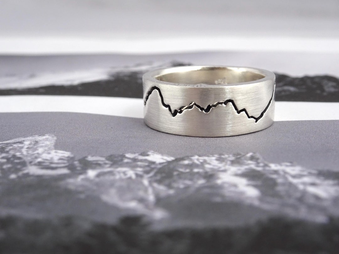Custom Modern Mountain Ring | 8mm Mens Mountain Ring | Custom Mountain ...