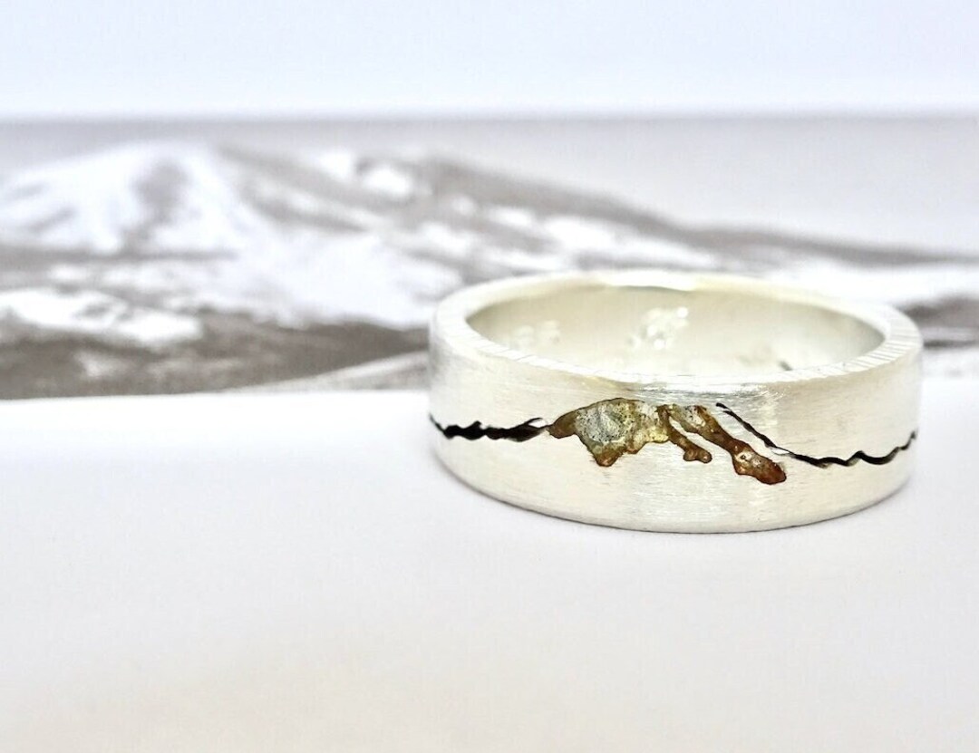 Mount Rainier Summit Ring | 6mm Band | Mountain Wedding Ring | Gemstone ...