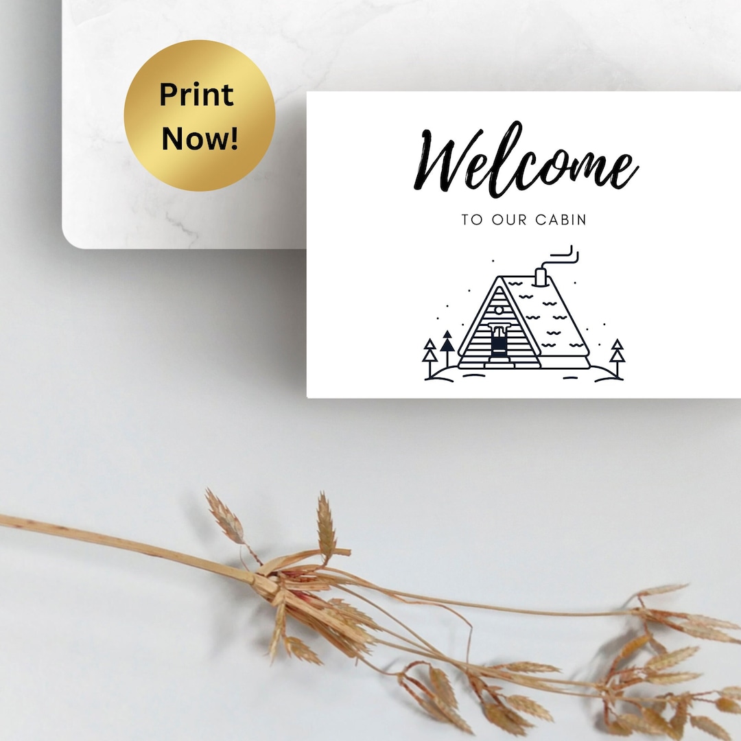 Set of 4 Ready-to-print 4 X 5 Welcome Note Cards for Cabin Mountain ...