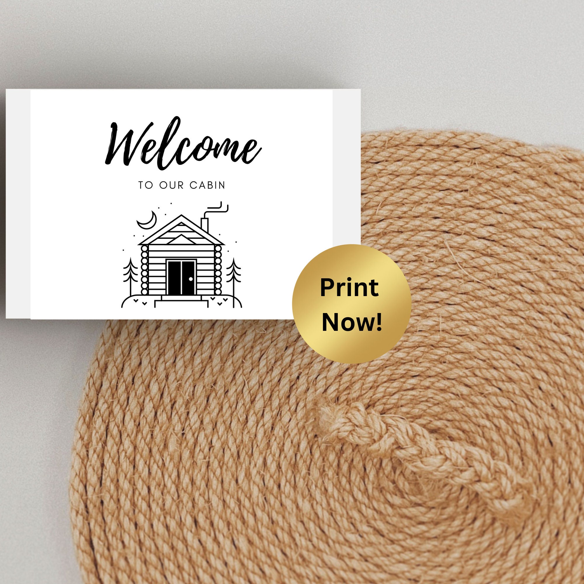 Set of 4 Ready-to-print 4 X 5 Welcome Note Cards for Cabin Mountain ...