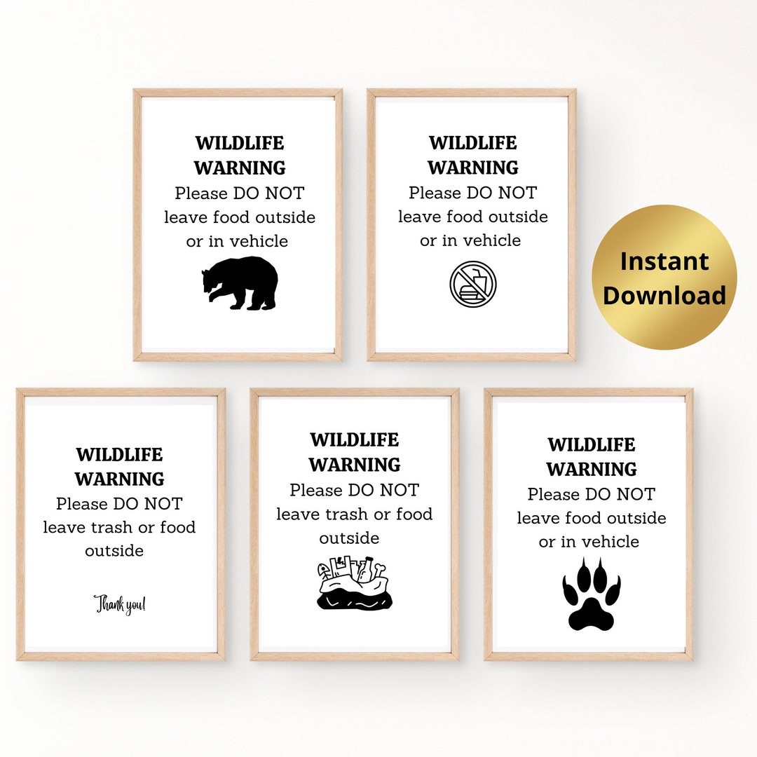 Wildlife and Bear Warning- Please Do Not Leave Trash or Food Signs - 6 ...