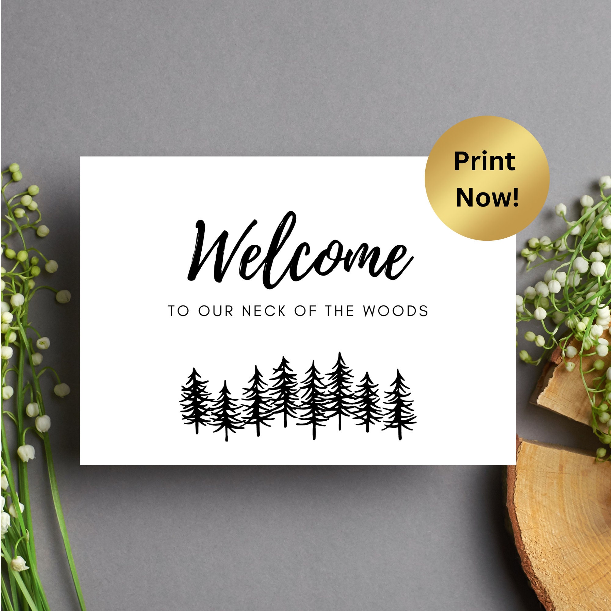 Set of 4 Ready-to-print 4 X 5 Welcome Note Cards for Cabin Mountain ...