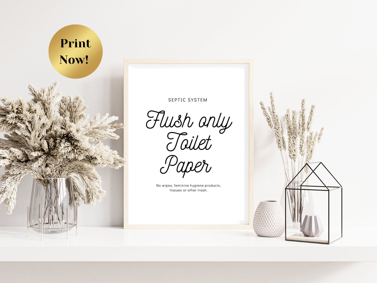 Septic System Flush Only Toilet Paper Bathroom Sign 3 - Etsy