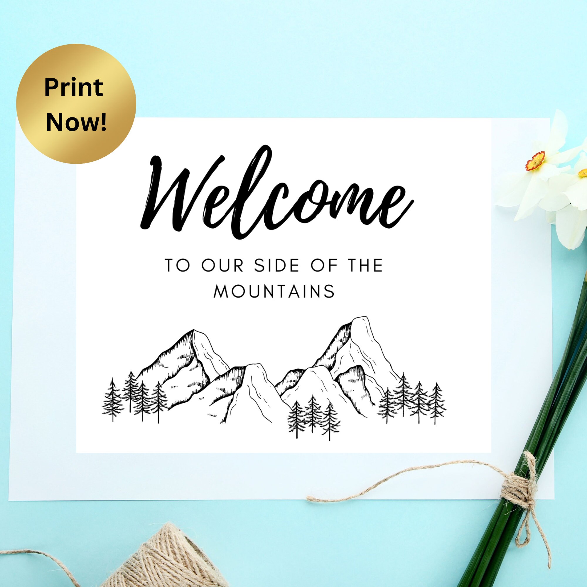 Set of 4 Ready-to-print 4 X 5 Welcome Note Cards for Cabin Mountain ...