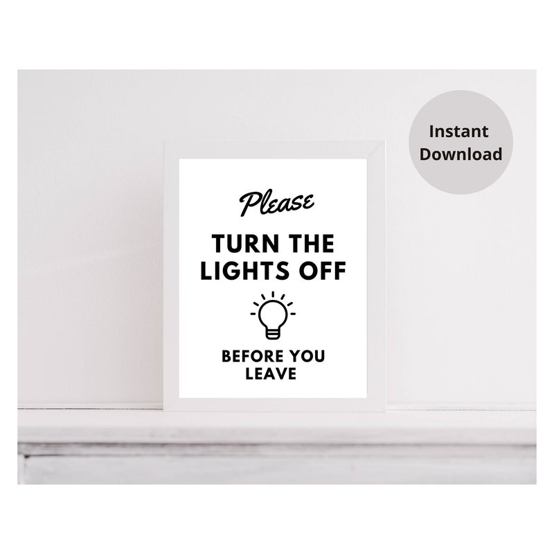 Turn off Lights Sign - Etsy