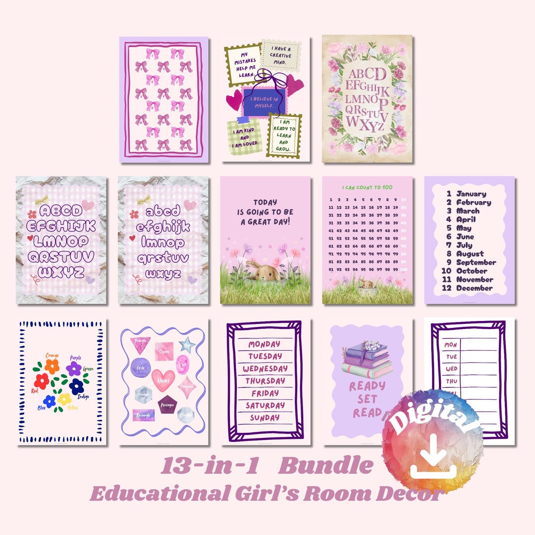 Coquette ABC Alphabet Chart Bundle | Motivational Educational Prints ...