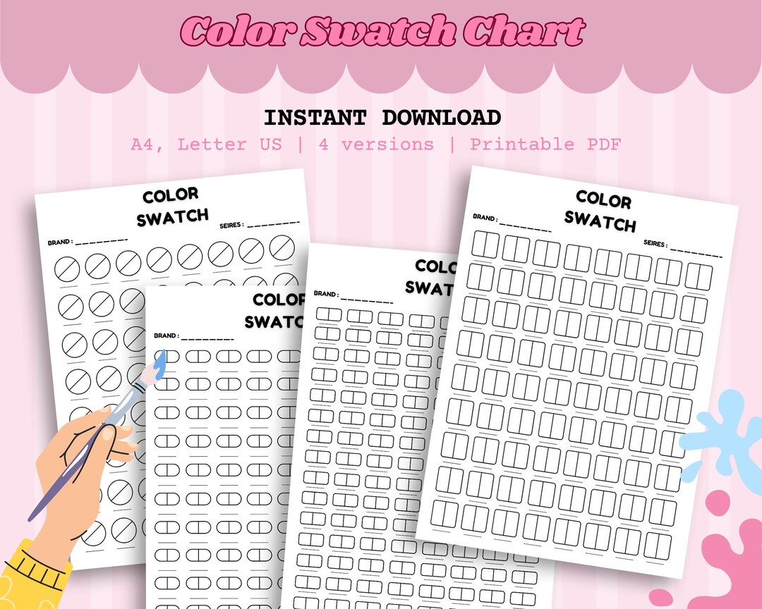 Color Swatch Chart Printable, Paint Tracker Sheet, Marker Vorlage (PDF ...
