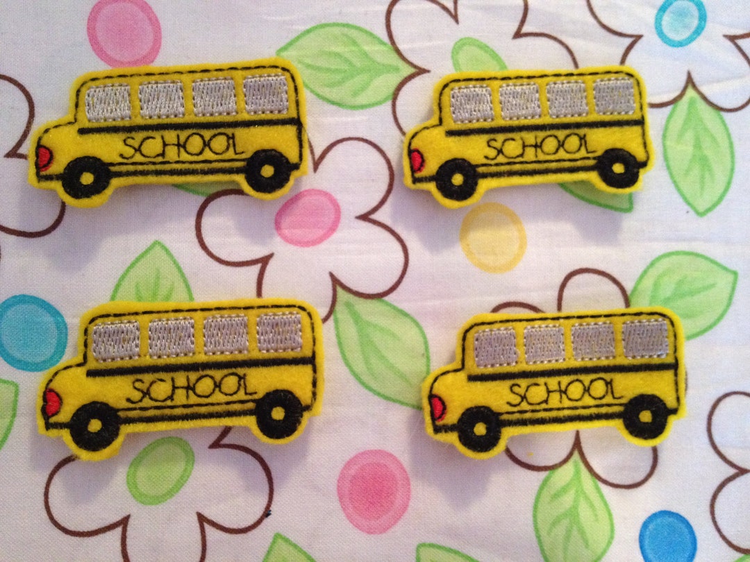 Yellow Embroidered Felt School Bus Applique - Etsy