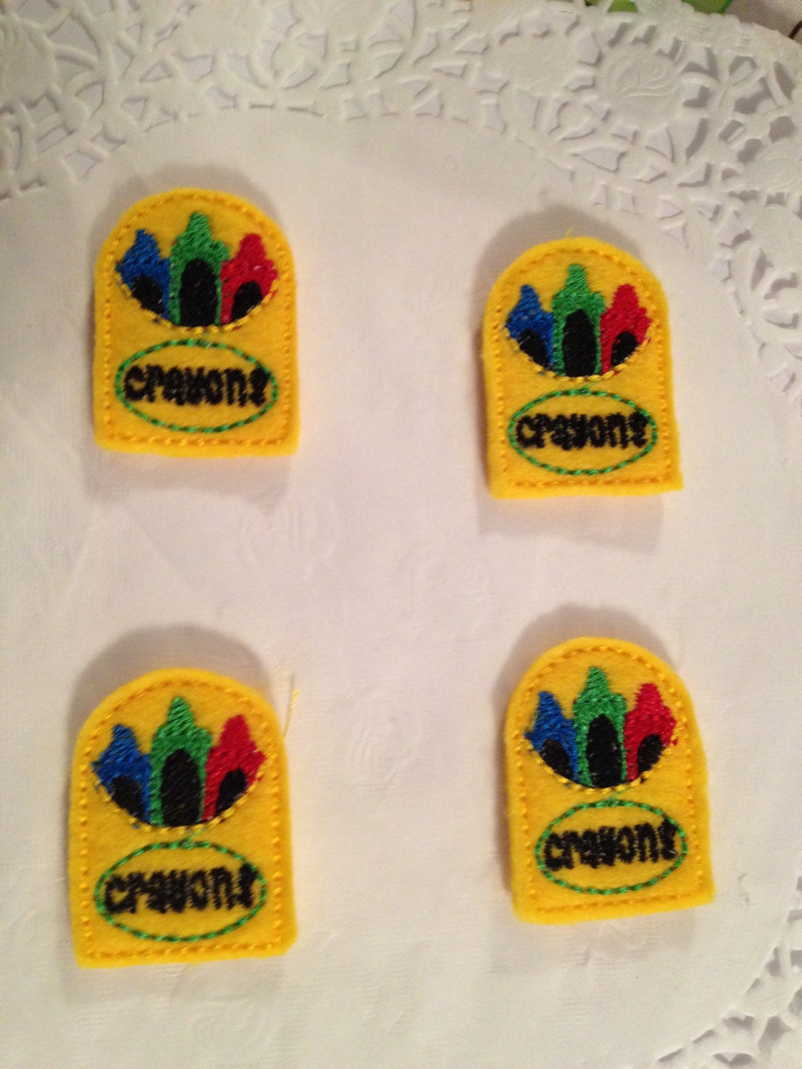 Yellow Felt Mini Crayon Box Applique-set of 4 - Etsy