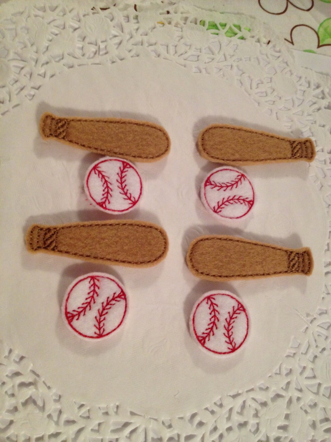 Base Ball and Bat Felt Mini Applique Set of 4 - Etsy