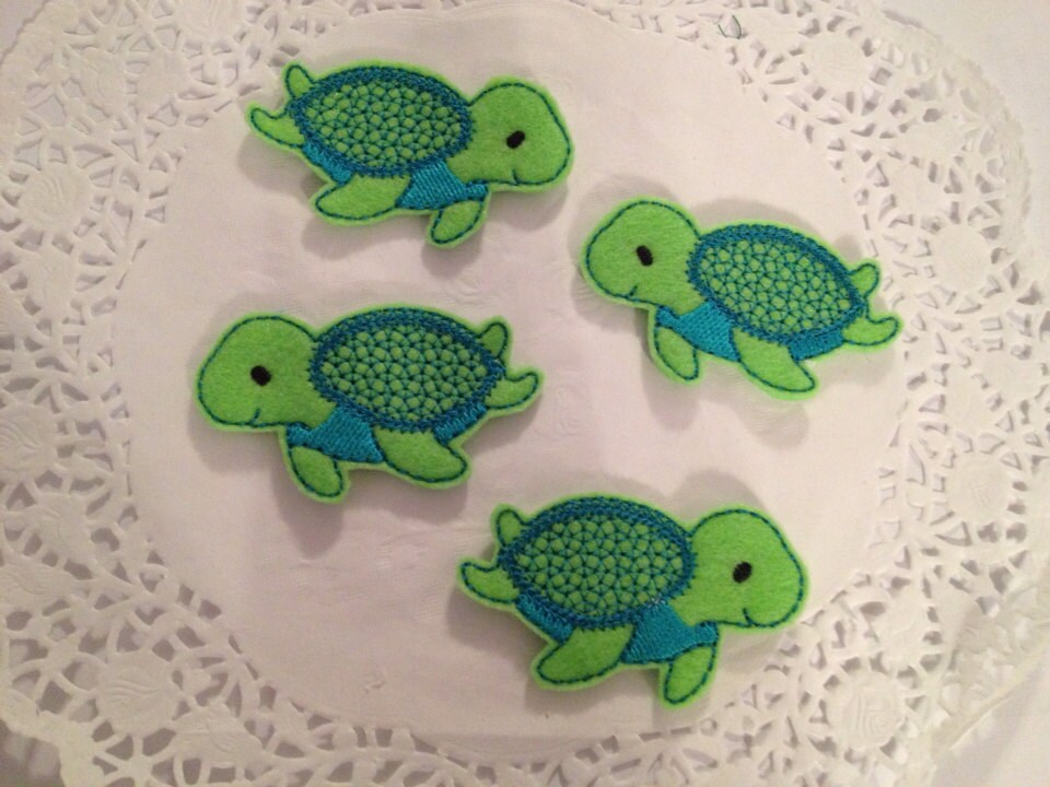 Green Felt Mini Appliqué Sea Turtles Set of 4 - Etsy
