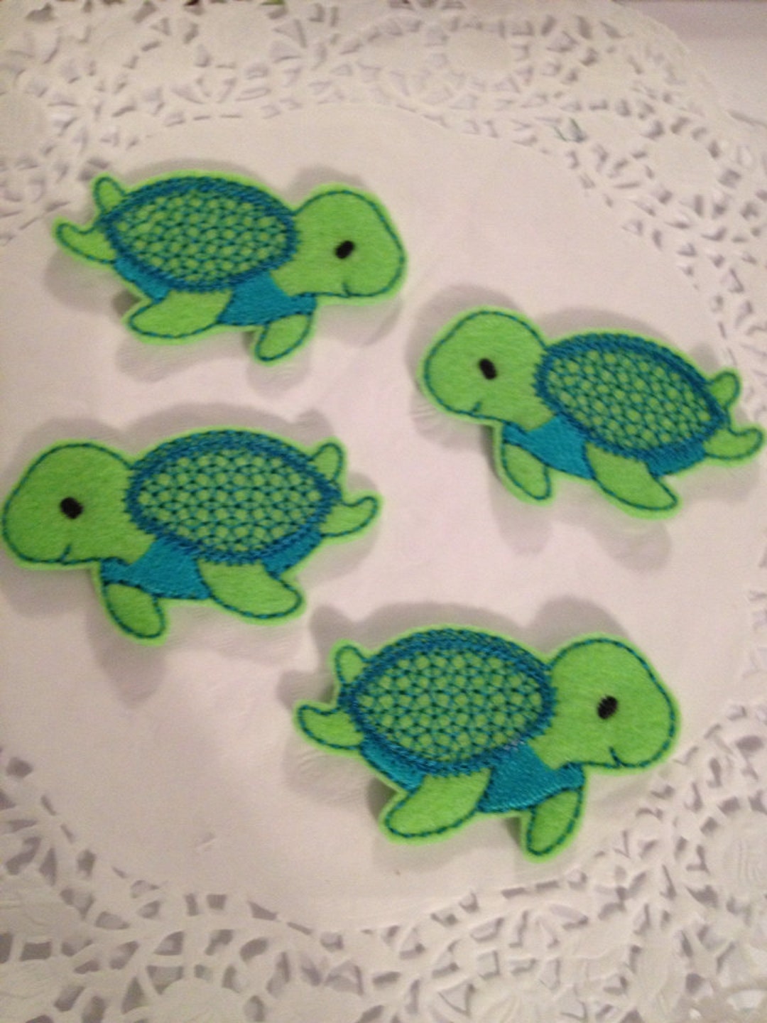 Green Felt Mini Appliqué Sea Turtles Set of 4 - Etsy