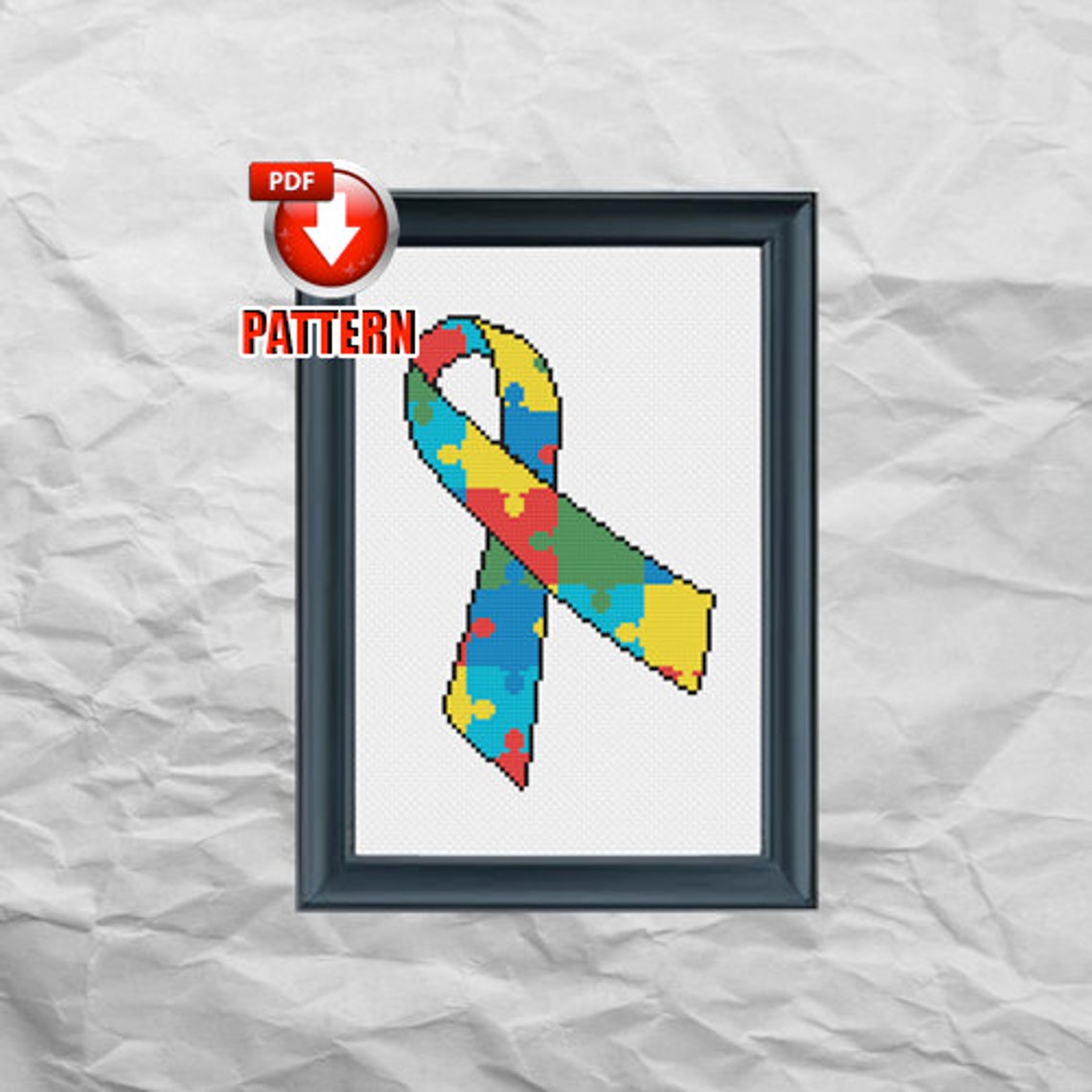 Autism Awareness Ribbon Custom Cross Stitch Pattern - Etsy
