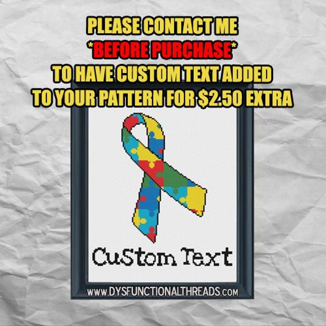 Autism Awareness Ribbon - Custom Cross Stitch Pattern - INSTANT ...