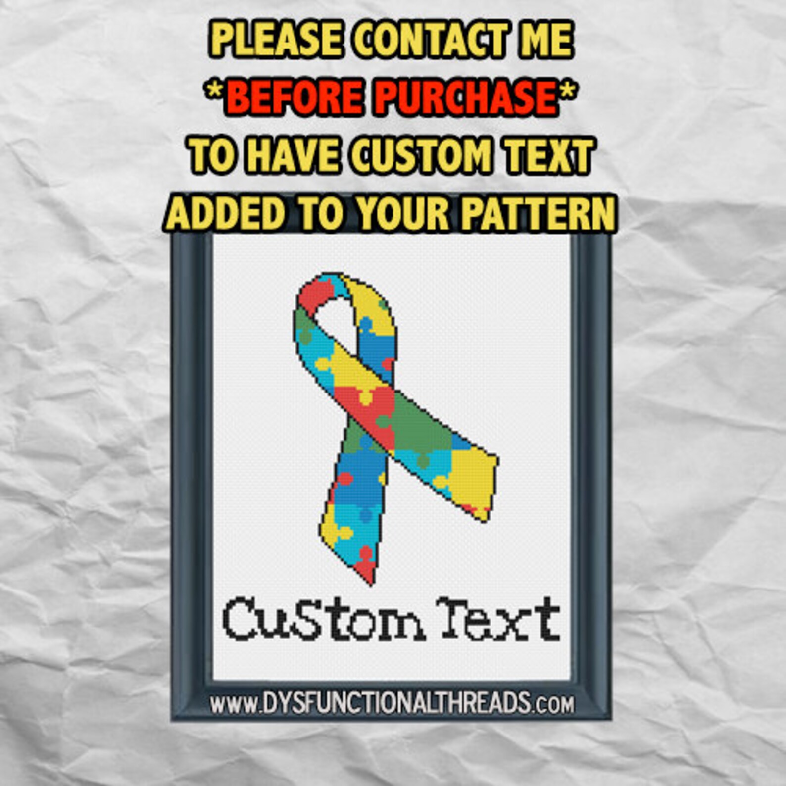 Autism Awareness Ribbon Custom Cross Stitch Pattern - Etsy