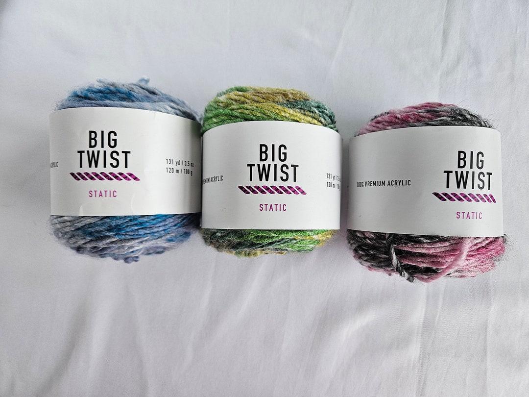 Big Twist Static Yarn 3 Skeins Available: Greens, Grey Pink, Blues 131 ...