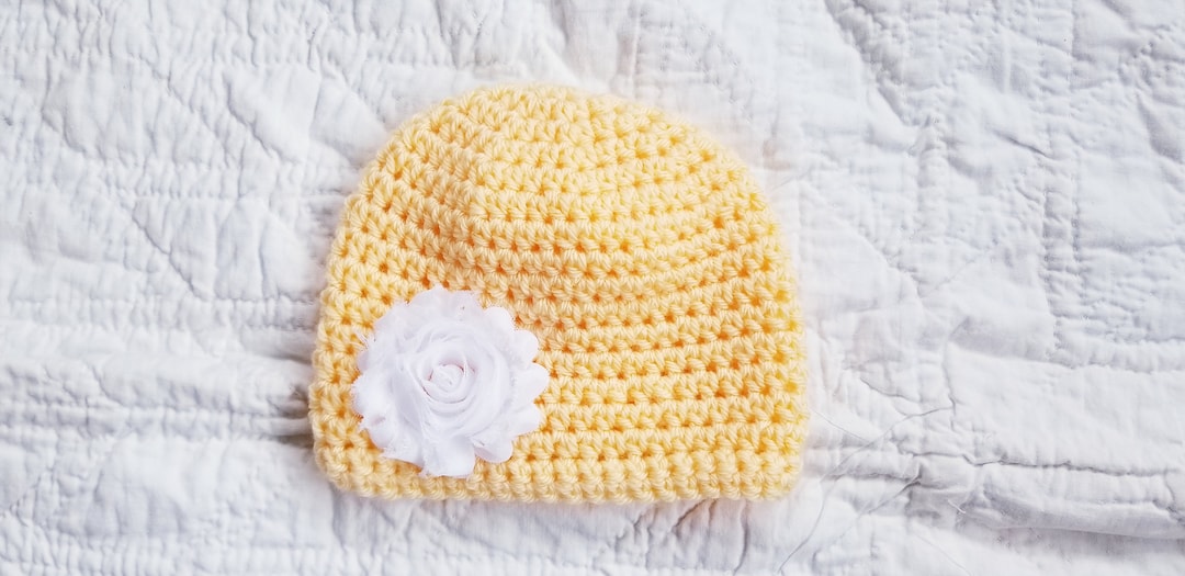 0 to 3 Month Yellow Baby Hat, Baby Girl Winter Hat - Etsy