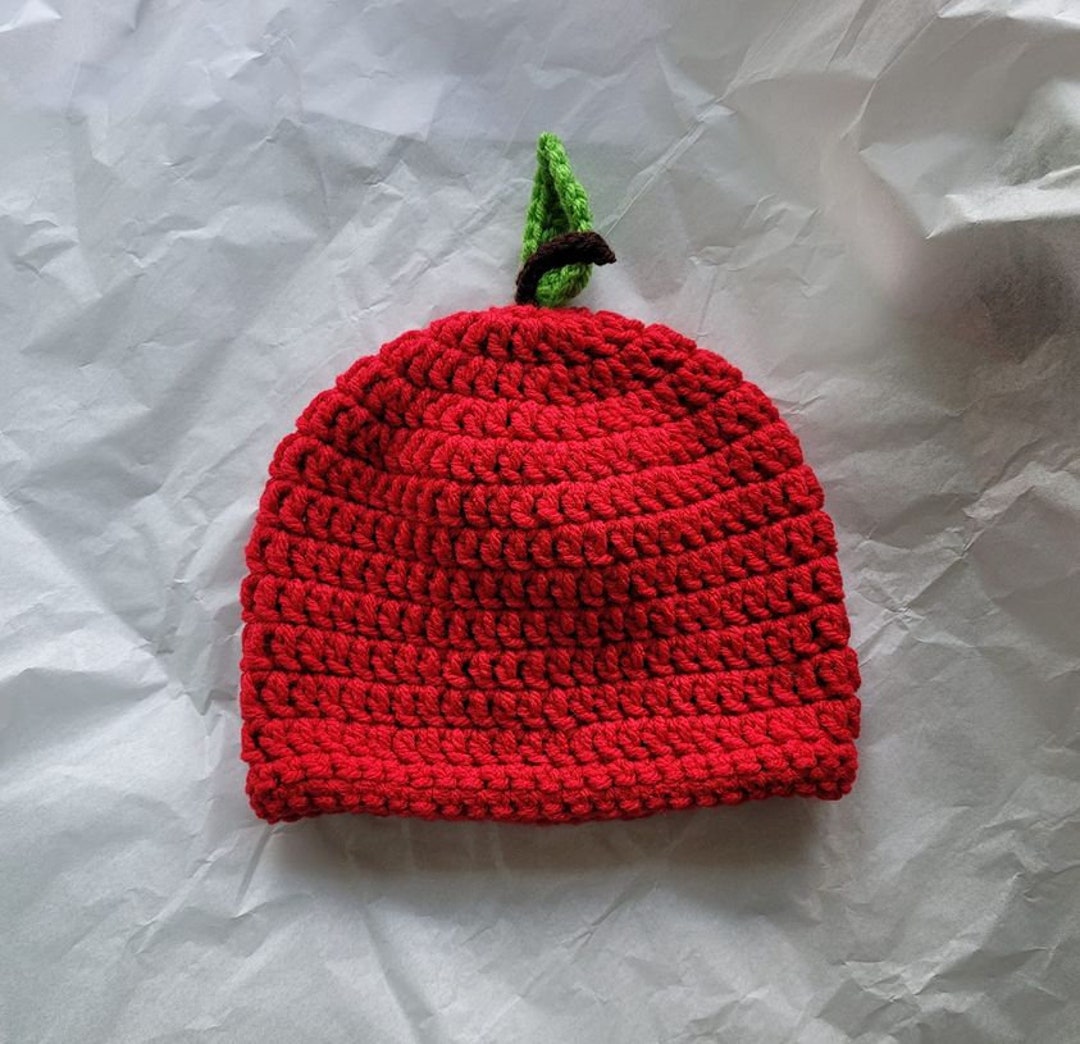 6 to 12 Month Baby Apple Hat, Apple Orchard, Fall Baby Hat, Apple ...