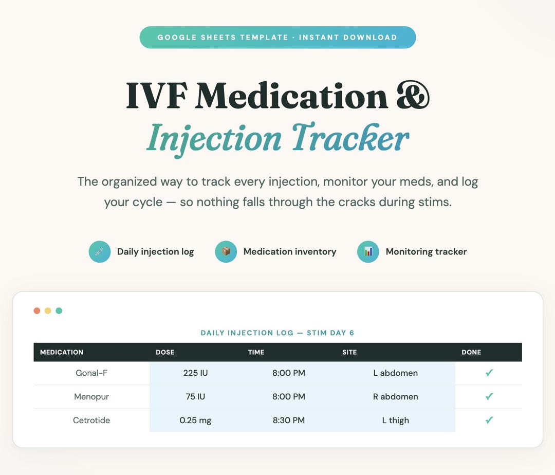 IVF Medication Injection Tracker | Google Sheets Fertility Planner ...