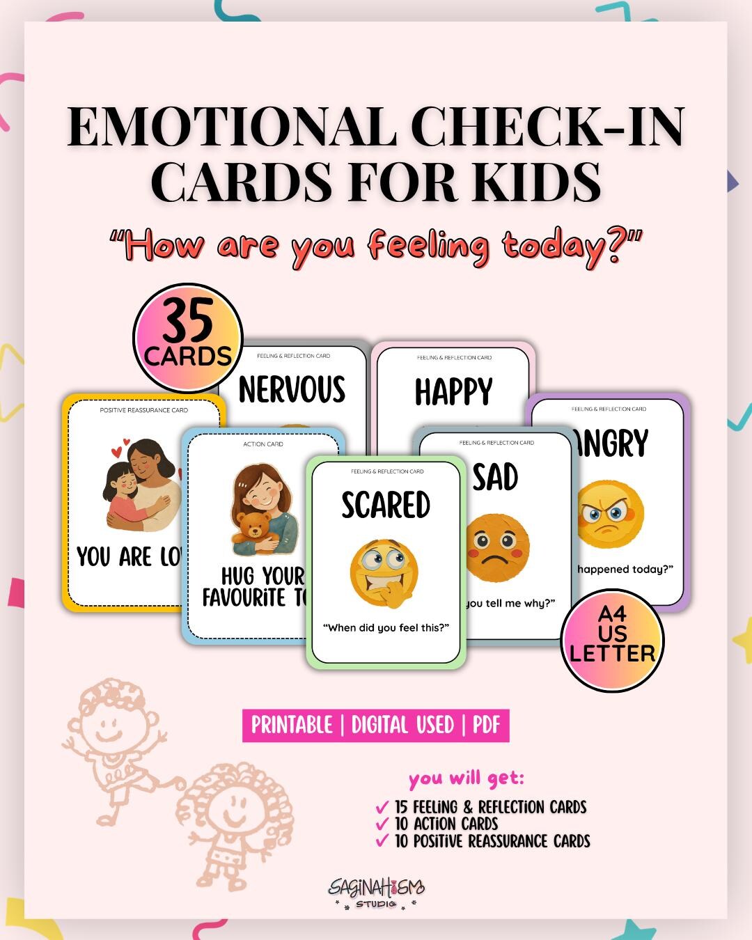 Kids Emotional Check-in Cards | Feelings SEL Activity (PDF) - Etsy UK