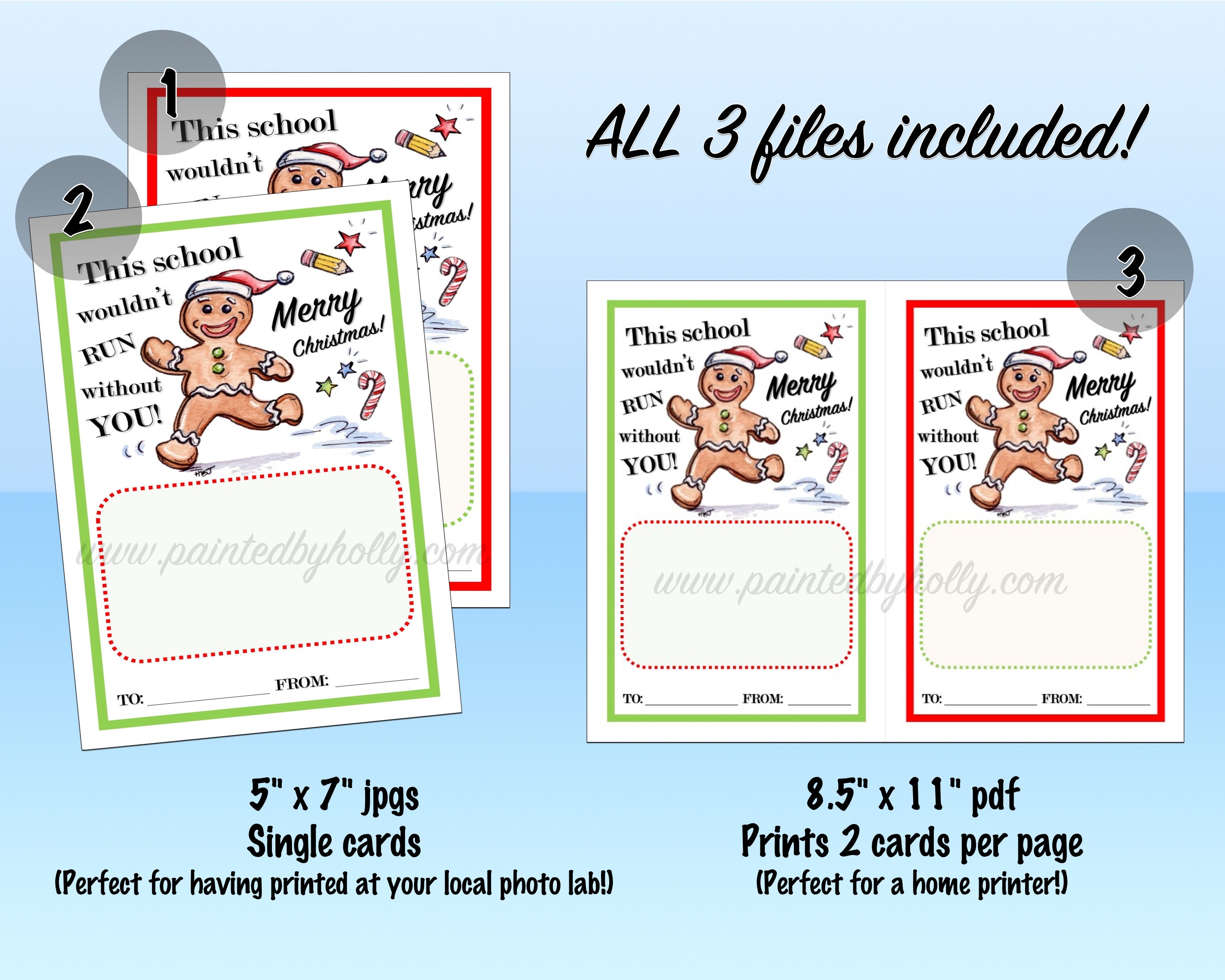 School Staff Printable Holiday Christmas Card / Instant Download for ...