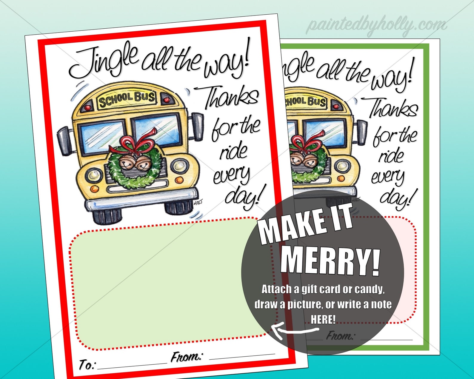 School Bus Driver Christmas Card // Instant Download // - Etsy