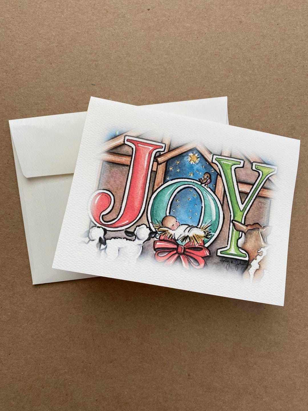Christmas JOY Note Cards // Nativity Blank Folded Notes - Etsy