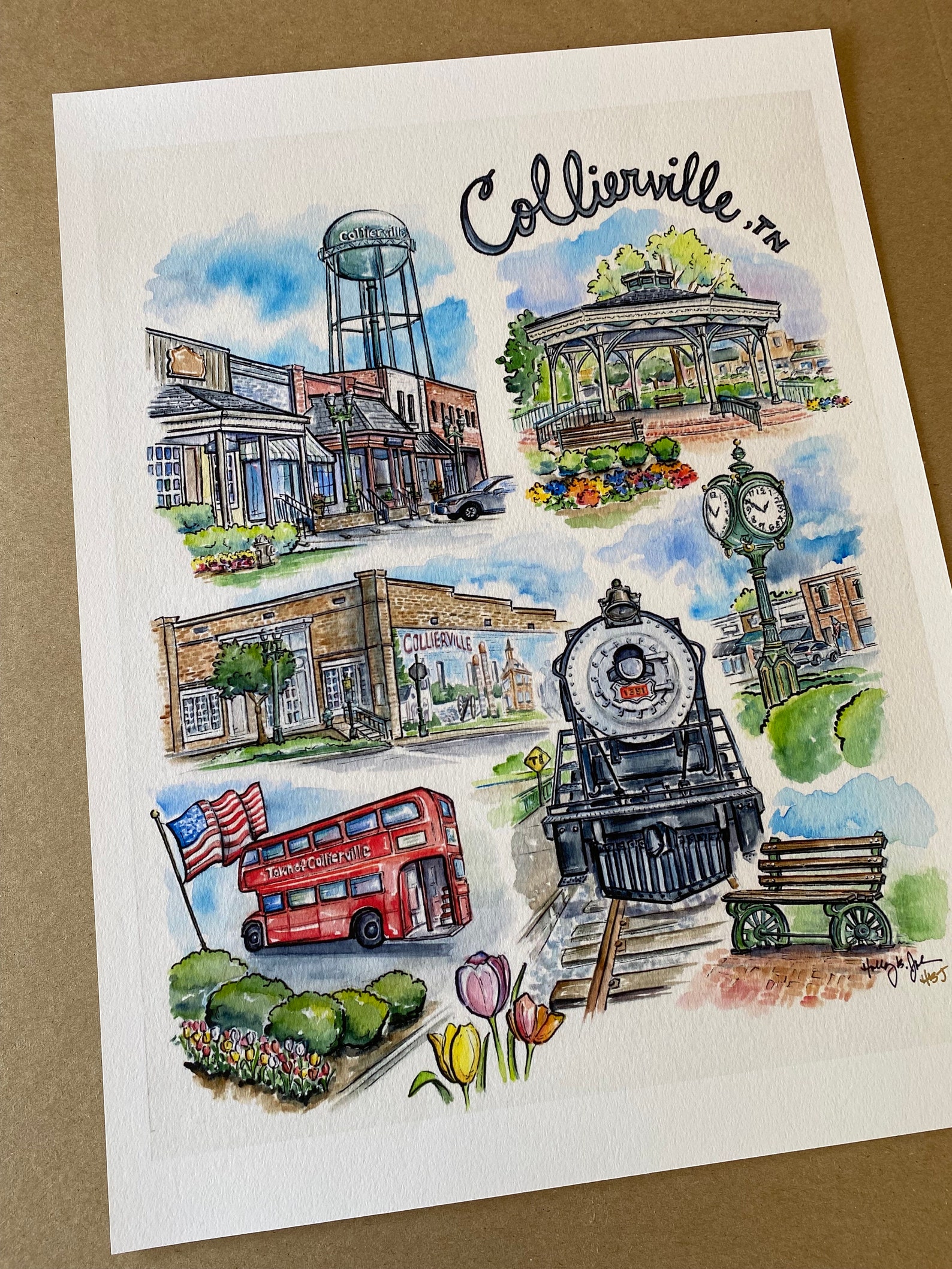 Collierville Tennessee Art Print // Town Square Artwork Gift - Etsy
